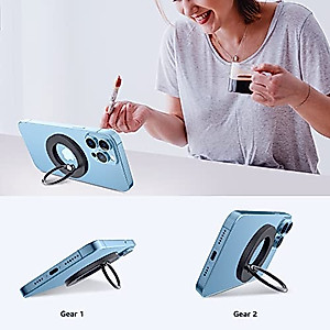 Magnetic Phone Ring Holder for MagSafe, CreaDream Magnetic Finger Phone Ring Grip Stand, Adjustable Kickstand, Compatible with iPhone 15 14 13 12, Pro, Pro Max, Plus, Mini, Black