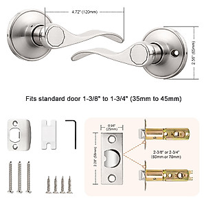 Probrico Wave Style Passage Door Levers Hall Closet Handles Keyless Interior Door Leversets in Satin Nickel, 10Pack