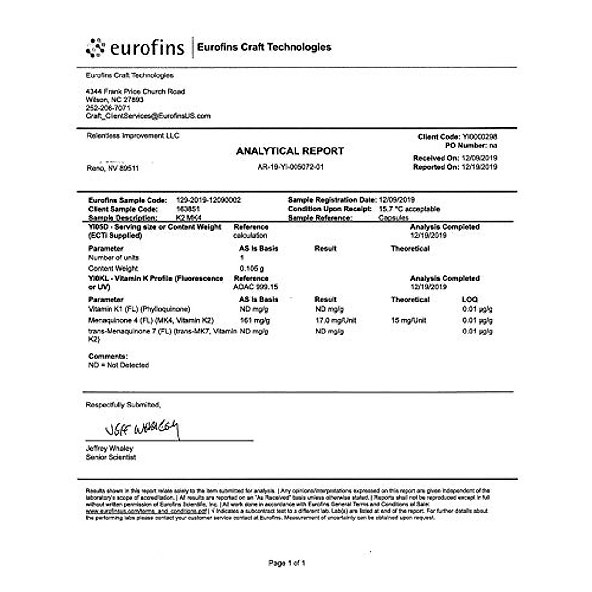 Relentless Improvement Vitamin K2 Mk4 Vegan Naturally-Derived 90 vegicapsules