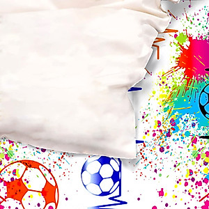Brloote Soccer Ball Bedding Set with Matching Pillowcases Twin Size Football Sport Theme Comforter Cover for Boys Girls Kids Teens 68"X86"