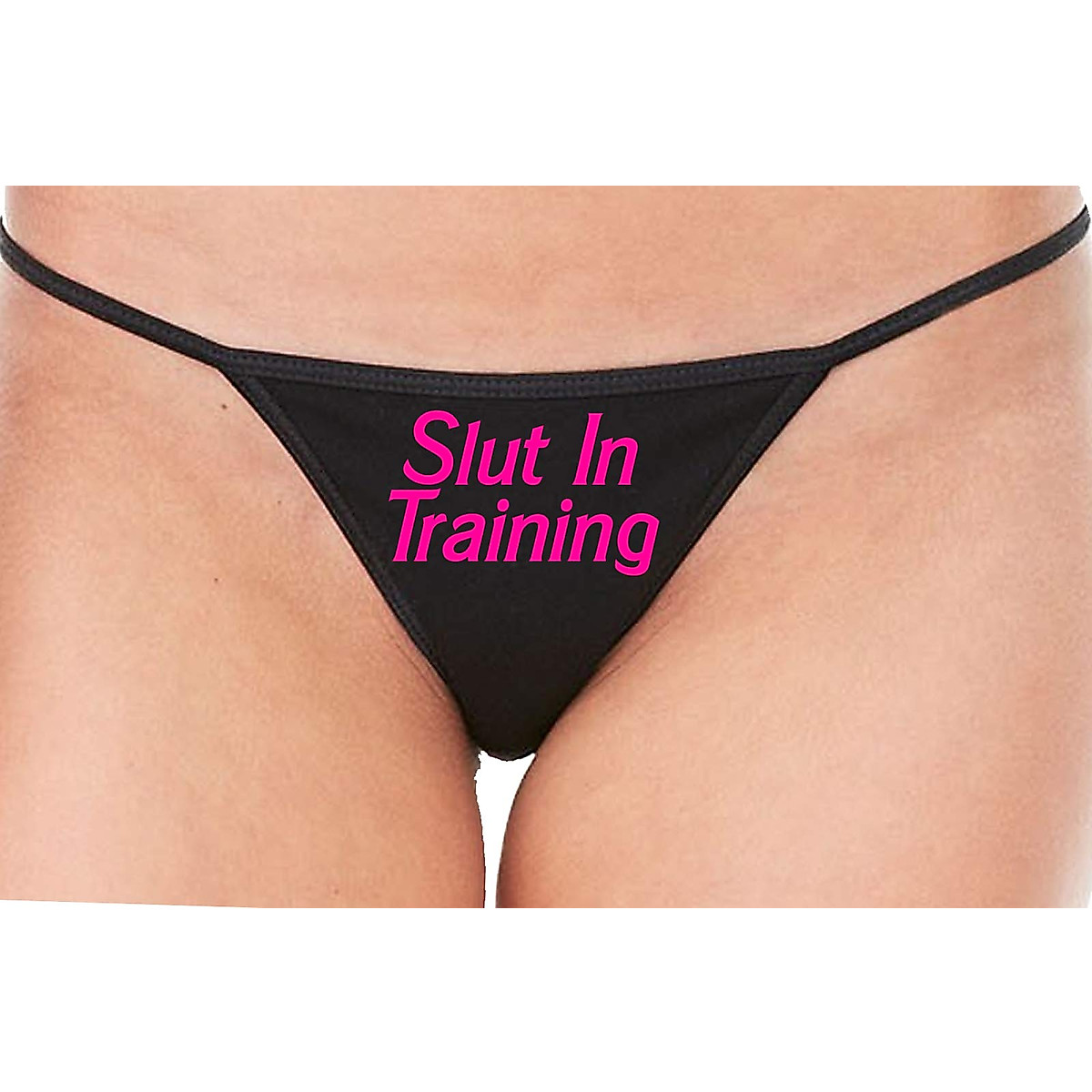 Knaughty Knickers Slut in Training Keep Slutty HotWife Black String Thong Panty