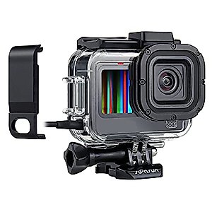 SOONSUN Skeleton Protective Housing Case for GoPro Hero 11 Black / Hero 10 Black / Hero 9 Black - Includes Aluminum Battery Cover Side Door with Charging Port, Charging Without Removing Housing Case