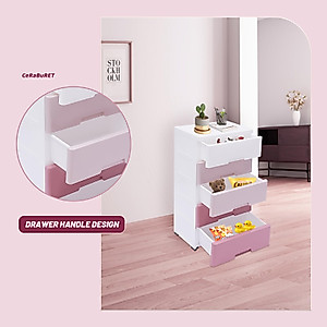 Plastic Drawer 5-layer Closet Storage Baby Clothes Organizer Plastic Dresser with Drawers Pink Dresser Clothes Drawer Small Kids Dressers for Bedroom Clothes Playroom Furniture Toys