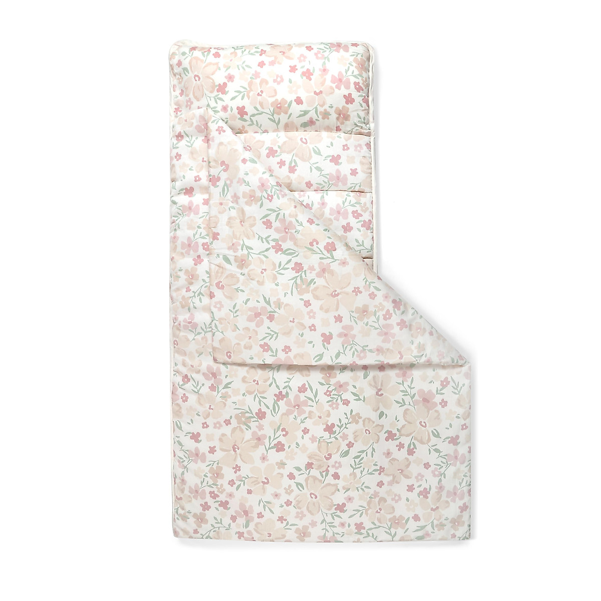 Makemake Organics GOTS Certified Organic Cotton Nap Mat with Detachable Pillow for Kids-Soft Sleeping Bag for Toddlers, Boys, Girls - Ideal for Daycare, Preschool, Kindergarten - 20"x50" - Blossom