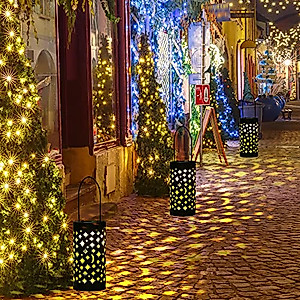 TZSSP Solar Pathway Lights Outdoor Solar Powered Garden Lights Metal Waterproof LED Path Hanging Solar Lights Star Moon Solar Landscape Lights Outdoor for Walkway, Garden, Patio, Lawn, Yard，6 Packs