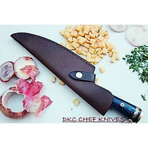 (6 7/18) DKC-533-DS-BL Grand Master Chef Knife Blue Handle Damascus Steel DKC Knives 16.8 oz 12" Long 7.5" Blade (Blue Handle Damascus Blade)