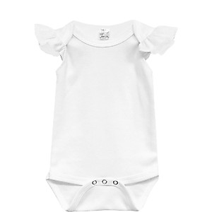 Laughing Giraffe Baby Girl Blank Flutter Short Sleeve One Piece Bodysuit White (12-18 Months)