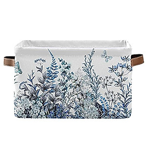 xigua Herbs Wild Flowers Leaves Storage Basket, Durable Canvas Organizer With Handles Large Collapsible Storage Bins Boxes for Home Office - 2pack
