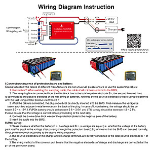 DALY BMS 13S 48V 80A Li-ion Battery Protection Module PCB Protection Board with Balance Leads BMS for 18650 Battery Pack 48V(Standard BMS,80A Fan)