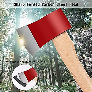 Eletorot Camping Hatchet, 14.5" Wood Chopping Axe Splitting Small Camping Axe Wooden Handle Camping Hand Tools, Gifts for Dad, Men, Husband (Red)