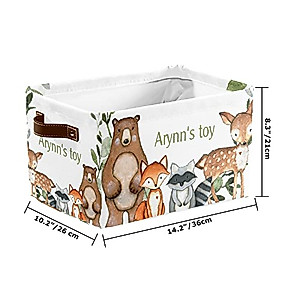 Joyestore Floral Forest Animal Bear Deer Personalized Storage Bins ,Baskets Cubes Organizer with Handle for Shelves Closet Nursery Toy 1 Pack