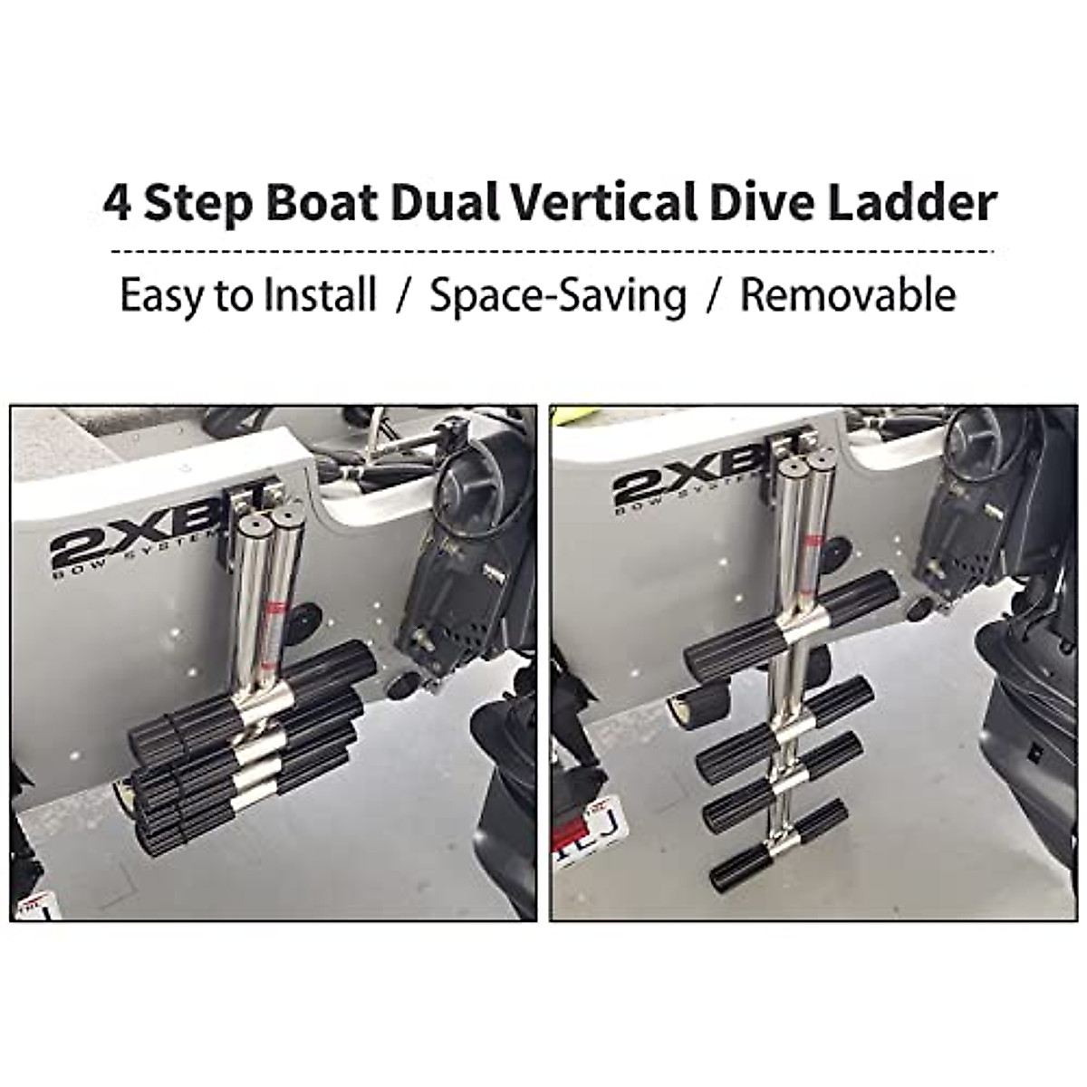 XinKunmarine 4 Step Boat Ladder,304 Stainless Steel Pontoon Boat Dive Ladder,Telescoping Ladder for Marine Boat,Fishing Boat,Yacht(4 Step)