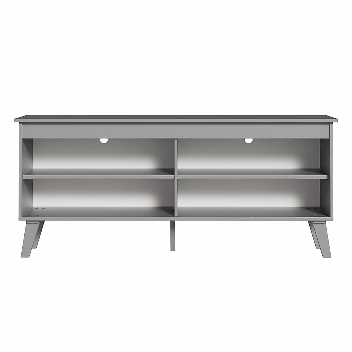 Madesa Compact TV Stand Cabinet with 4 Shelves and Cable Management for 50, 55 Inch TV Media Storage Unit Living Room and Bedroom Modern Wooden Television Media Console - Grey