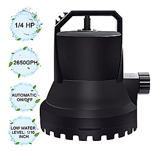 2200GPH 1/4 HP Automatic ON/Off Submersible Water Pump with Garden Hose Adapter, 14.8FT Lift Height, Swimming Pool Cover Pump for Waterfall, Fish Tank, Pond, Aquarium, Hydroponic Systems