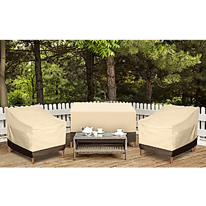 Yipincover Patio Chair Covers Waterproof 2 Pack,Adirondack Chair Covers,Heavy Lounge Deep Seat Chair Covers 600D Oxford Fabric (Beige & Brown,37" W×40" L×30" H)-1Year Warranty