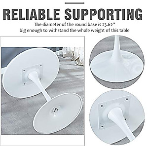 OTFPLUS White Round Dining Table, Modern Tulip Dining Room Table for 2-4 People, Circle Coffee Table Small Minimalist Kitchen Furniture, MDF Top, Metal Pedestal Base, 31.5 W, 28.7 H