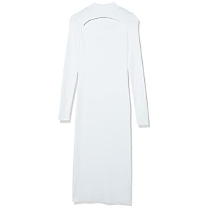 The Drop Women's Chantal Fitted Cutout Rib Midi Sweater Dress, Ivory, S