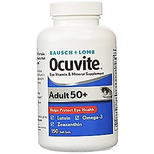 Bausch & Lomb Ocuvite Adult 50+ Eye Vitamin & Mineral Supplement - 2 Bottles, 150 Softgels Each
