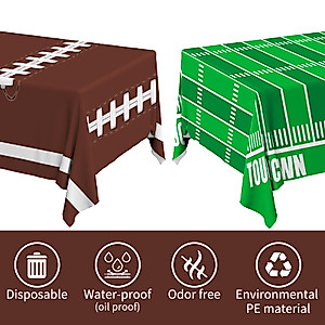 Football Party Decorations Disposable Tablecloth Plastic Touchdown Table Cover for Birthday Party Football Party Games Decoration 54 X 108Inch，2 Pack