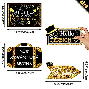 20 Pieces Retirement Party Sign Happy Retirement Party Directional Sign Retired Yard Sign Retirement Hanging Cards for Happy Retirement Party Supplies, 10 Styles (Black, Gold, White)
