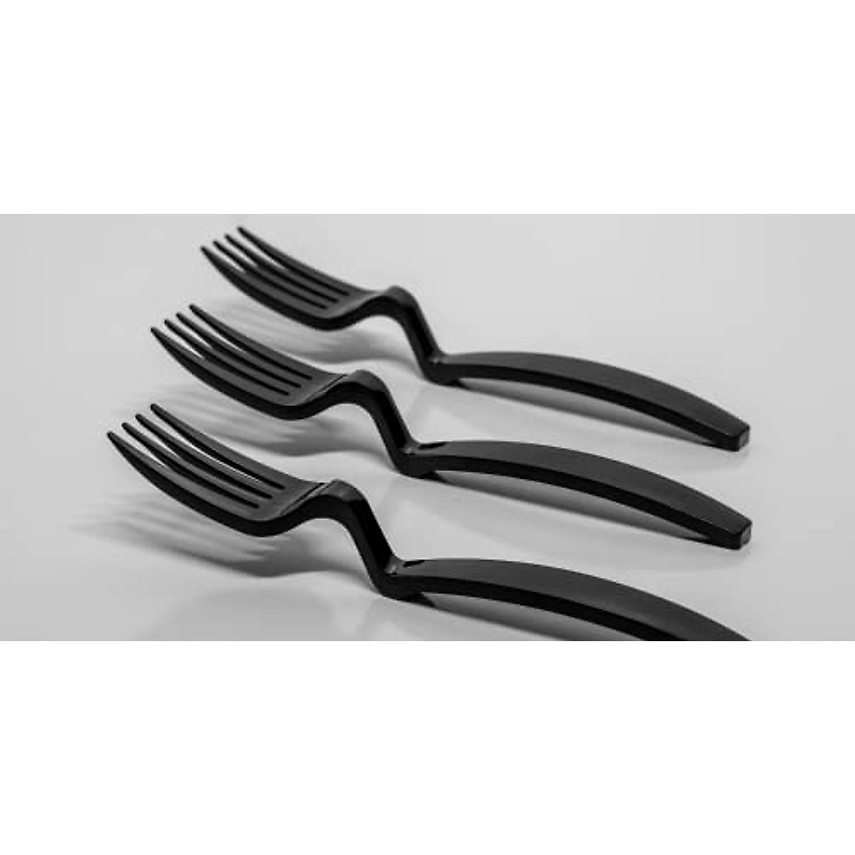 Go Touchless! Ergonomic Flatware Cutlery Set for 12 | Fork, Spoons & Knives Silverware Utensil Set | Reusable Dinnerware Sets Plastic Top Rack Dishwasher Safe | Black Flatware 36 Count