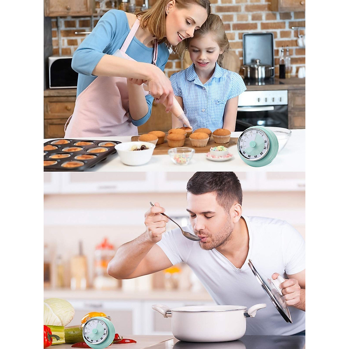 Kitchen Timer Magnetic, Kitchen Cooking Timer Reminder, 60 Minute Visual Countdown Timer No Battery Required Magnetic Baking Time Management Timer (Green)