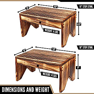 Adult Wooden Step Stool - Very Sturdy Adult Step Stool, Kitchen Step Stool, Bed Stool for High Beds，Great Wood Step Stool for Adults，Lightweight, Quality Eco Pine，Attractive & Easy Assemble 9 X 8 X 19