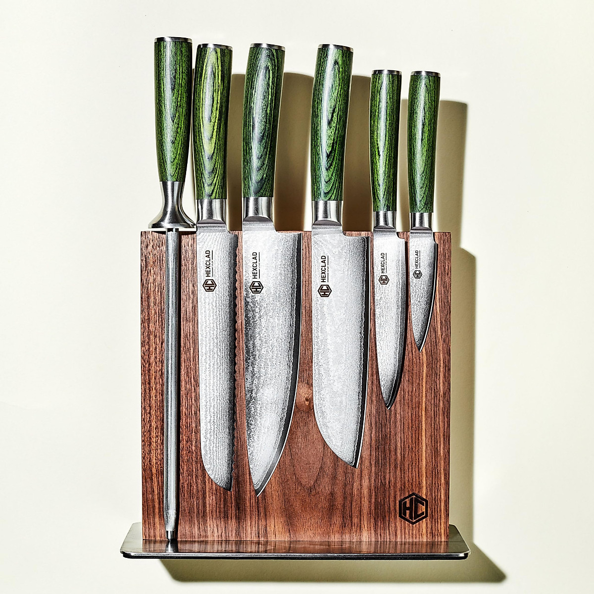 HexClad Magnetic Walnut Knife Block Holder with Strong Enhanced Magnets for Multipurpose Storage in the Home and Kitchen