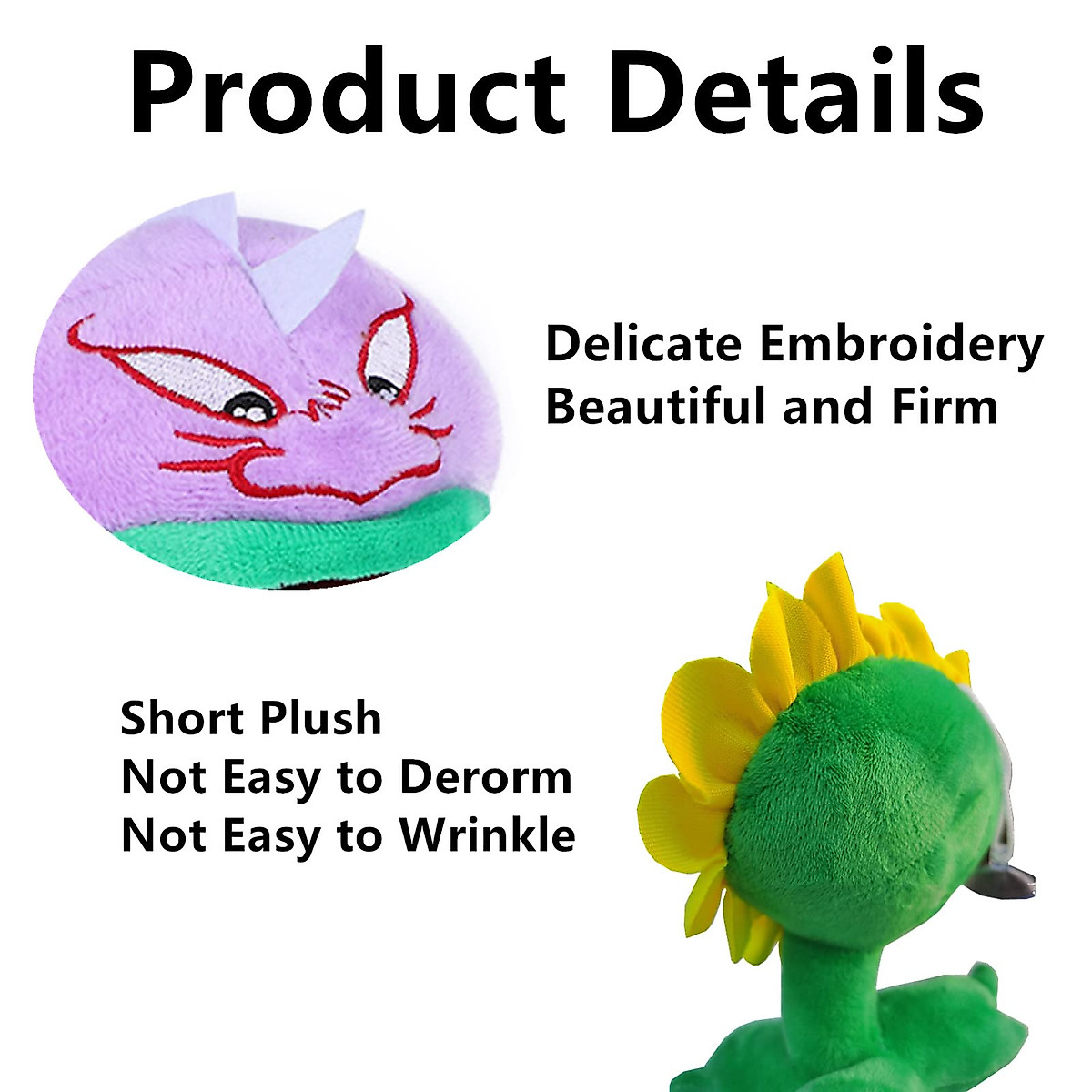 JHESAO 3 PCS PVZ Plush Zombies Plants Sets Toy Peashooter, 1 2 Stuffed Soft Chomper Doll, Sunflower PVZ Figure Doll New