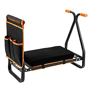 TRAMITEC Garden Kneeler and Seat: Foldable Garden Stool. Garden Kneeler Bench Includes 1pc of Widen Kneeling pad & 1pc of Extra Super Soft Knee Cushion. Heavy Duty Garden Seat Stools as a Great Gift