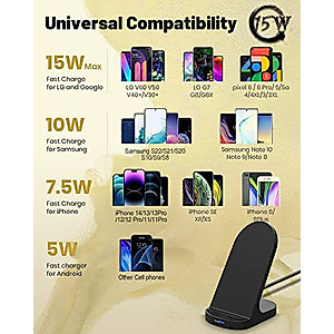 YW YUWISS 15W Fast Wireless Charger Wireless Phone Charger Stand Compatible with Apple iPhone 14 13 12/12 Pro Max/ 11Pro/11Pro Max, Samsung Galaxy S22 S21 S20