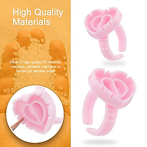 Eyelash Extension Supplies, 100PCS Volume Heart Glue Rings for Lashes Fan, Lash Glue Holder Ring Cups, Eyelash Glue Ring for Lash Extension Supplies, Blossom Ring Fanning Cups for Eyelashes Supplies