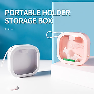 GAGAMOTEYA 6 Pcs Hair Tie Organizer,Qtip Dispenser Bathroom Storage Organizer with Press Buckle Button Switch,Cotton Swab Holder Portable Travel,Hair Accessory Box with Lid for Bathroom(Pink+White)