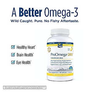 Nordic Naturals ProOmega 2000, Lemon Flavor - 90 Soft Gels - 2150 mg Omega-3 - Ultra High-Potency Fish Oil - EPA & DHA - Promotes Brain, Eye, Heart, & Immune Health - Non-GMO - 45 Servings