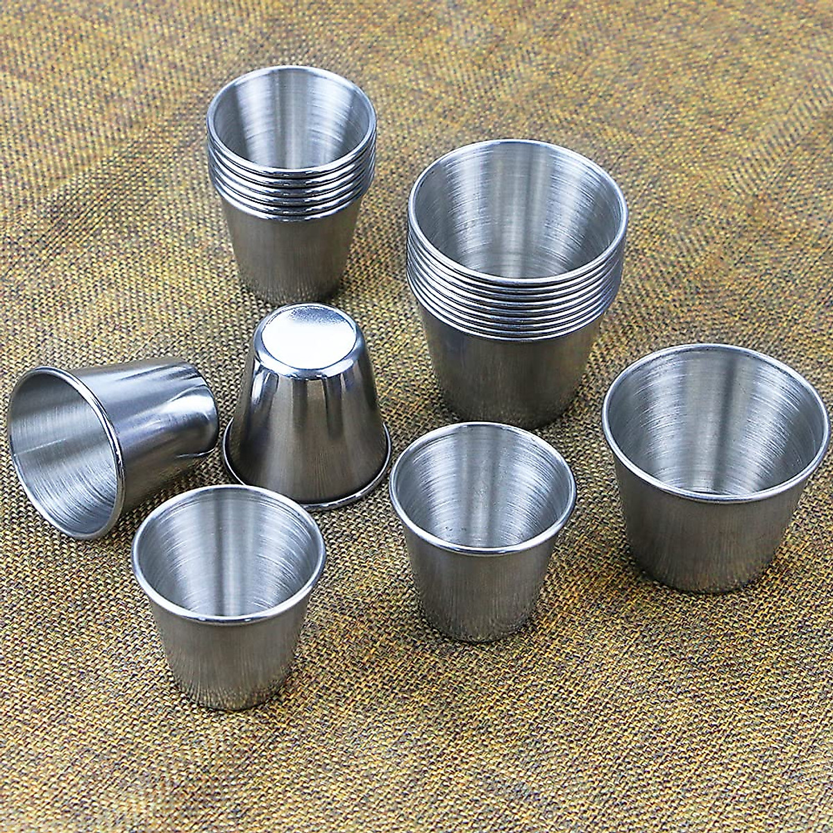 Nexxxi 20 Pack Stainless Steel Shot Cups, Stainless Steel Shot Glass Drinking Tumbler, 1 and 1.5Ounce