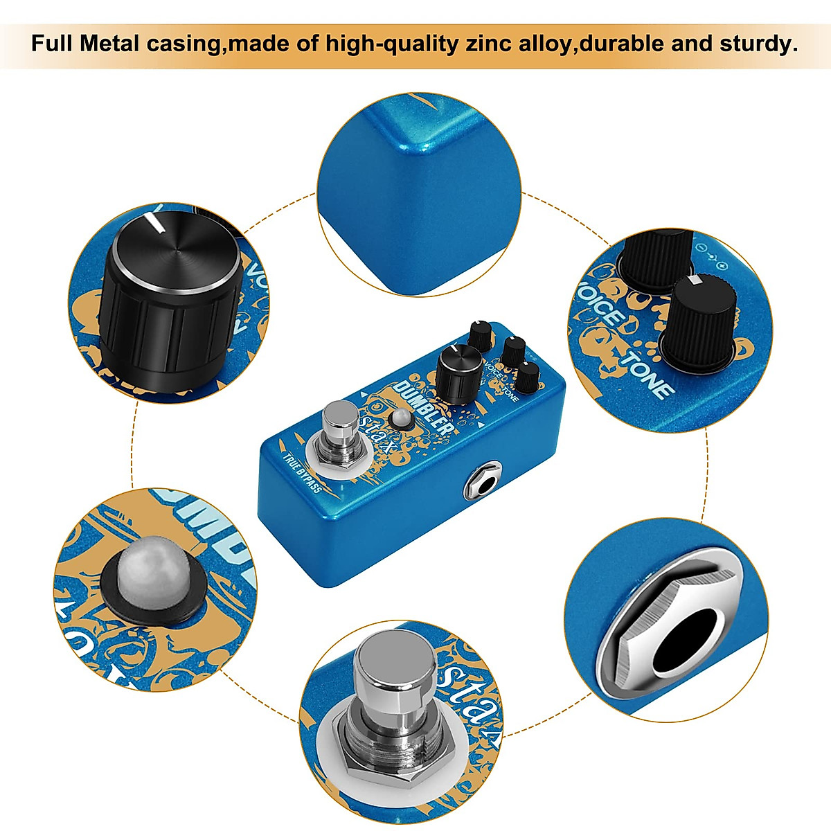 Stax Dumbler Guitar Pedal Analog Dumbler Overdrive Guitar Effect Pedals for Electric Guitar with Medium Low Distortion Mini Size True Bypass