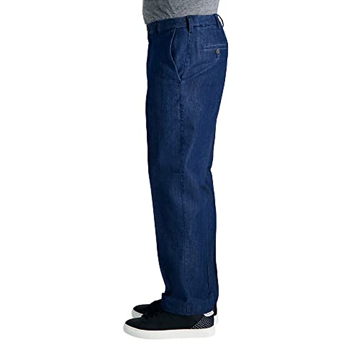 Haggar Men's Casual Classic Fit Denim Trouser Pant-Regular and Big & Tall Sizes, Medium Blue Cla, 38W x 29L