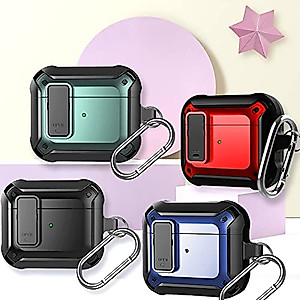 Miimall Compatible for AirPods 3 Case Cover with Secure Lock Keychain Carabiner, Hard TPU Anti-Scratch Shockproof Protective Case for AirPods 3rd Generation 2021 (Black)