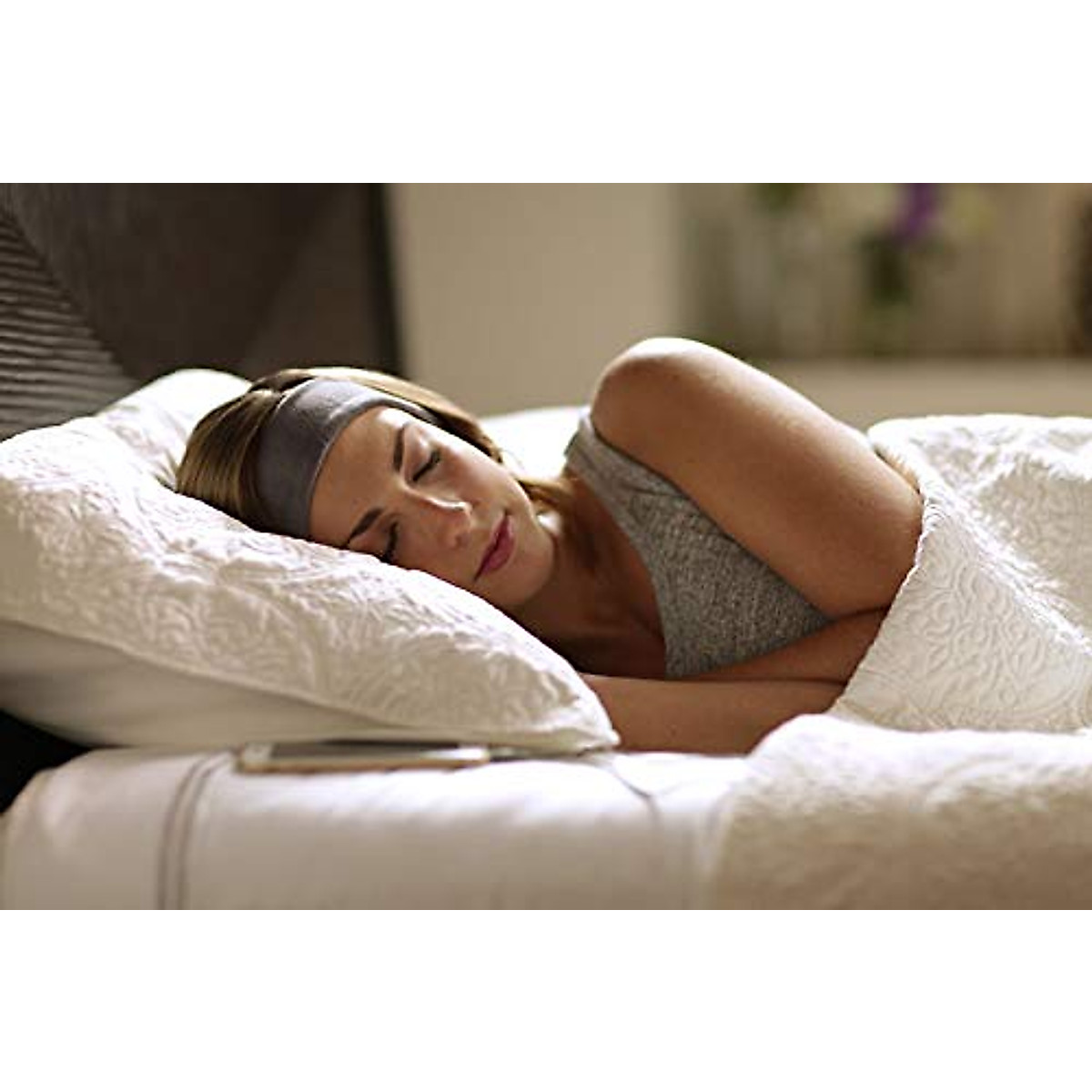 SleepPhones: ASMR Edition | 8 Hours of Deeply Relaxing ASMR Content Built in | Flat Speakers in a Soft Headband | Comfortable Enough to Wear in Bed | Midnight Black - Fleece Fabric (S)