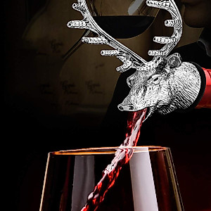 Yinuoday Wine Pourer Aerator, 3D Deer Animal Head Shape Wine Aireators Pourer Spout Silicone Stopper Gift for Wine Lovers