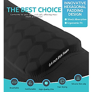 HiRui Soccer Shin Guards Shin Pads for Kids Youth Adult, Calf Compression Sleeve with Honeycomb Pads, Support for Shin Splint Baseball Boxing Kickboxing MTB, Lightweight (1PAIR) (Black, M)