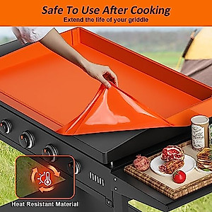 36" Silicone Griddle Mat, Upgrade Full-edge Griddle Top Covers for Blackstone 36 Inch, All Season Cooking Protective Cover, Protect Griddle from Rodents, Insects, Debris and Rust (Orange)