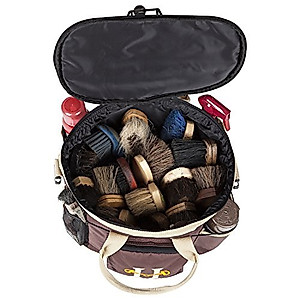 Huntley Equestrian Deluxe Grooming Bag Perfectly Designed Easy Access Multi Pocket Zipper Top Closure Double Handles Shoulder Strap Exterior Pockets - Brown