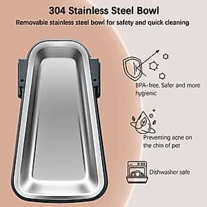 Hipidog Automatic Dog and Cat Food Feeder and Water Dispenser Set with Stainless Steel Bowls,Gravity Pet Food and Water Feeders,100% BPA-Free,Large Capacity for Cats Dogs Pets…(3.5L Dark Gray)