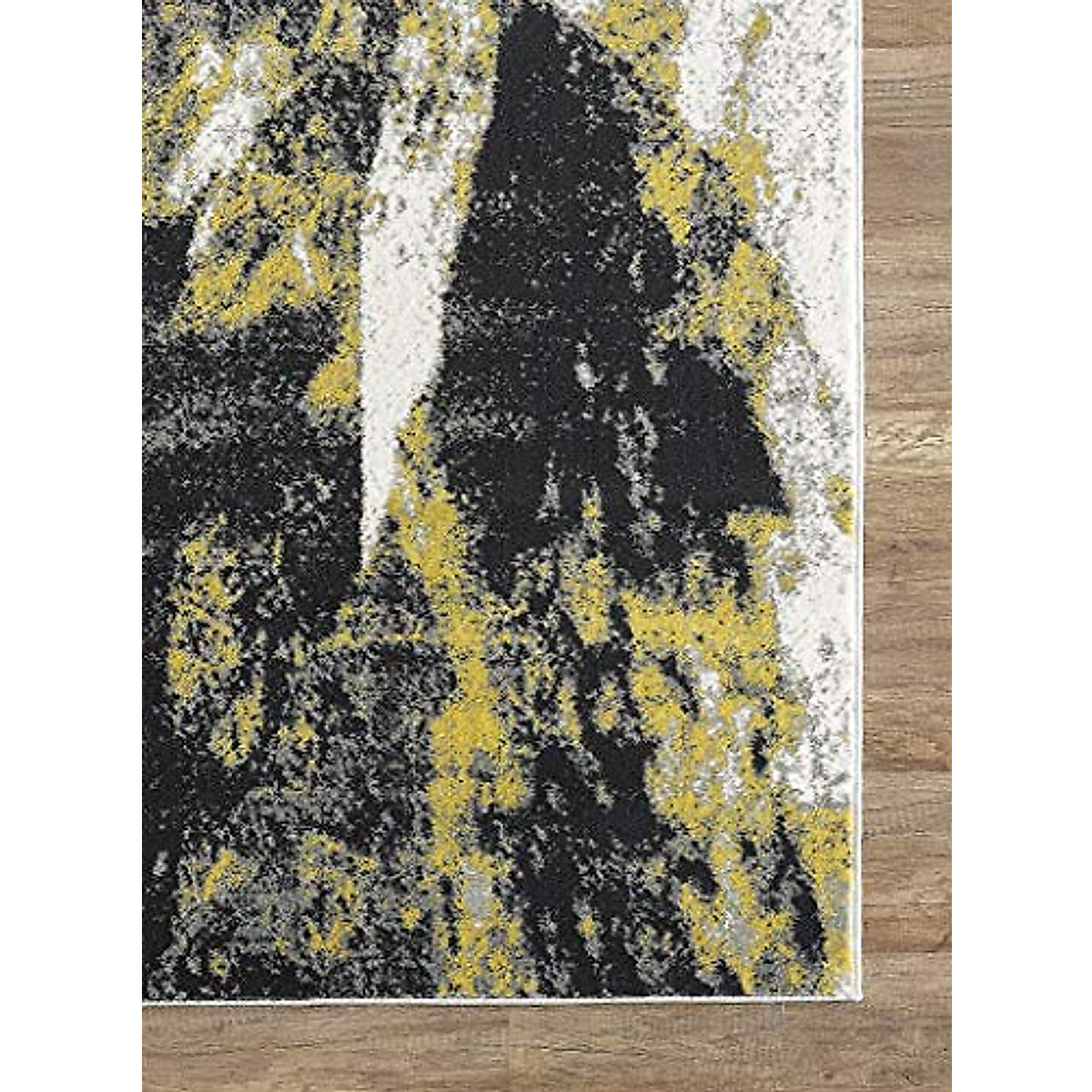 Abani Contemporary Abstract Turkish Area Rug, Laguna Collection Grey & Yellow Modern 4' x 6' Rectangle Accent Rugs