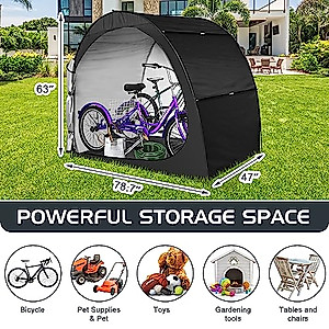 H&ZT Oversized Bike Storage Tent - 47" Depth Storage for Over 3 Bikes Waterproof Anti-uv Outdoor Bicycle Cover, Lawn Mower Garden Tools Shed, Backyard Storage Room Tent Shelter W/Fixing Peg & Ropes