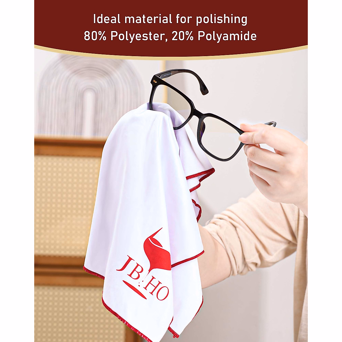 JBHO Polishing Cloth, Wine Glasses Polishing Cloths and Stemless Wine Glasses Set of 6, Red or White Small Wine Glass set - 10Oz