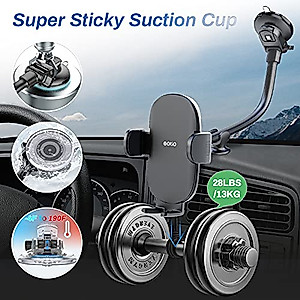 OQTIQ Windshield Phone Mount for Car [Gooseneck 13" Long Arm] Car Phone Holder Mount Dashboard Windshield Strong Suction Cup Cell Phone Holder Car Truck for iPhone 14 13 Pro Max All Mobile Phones