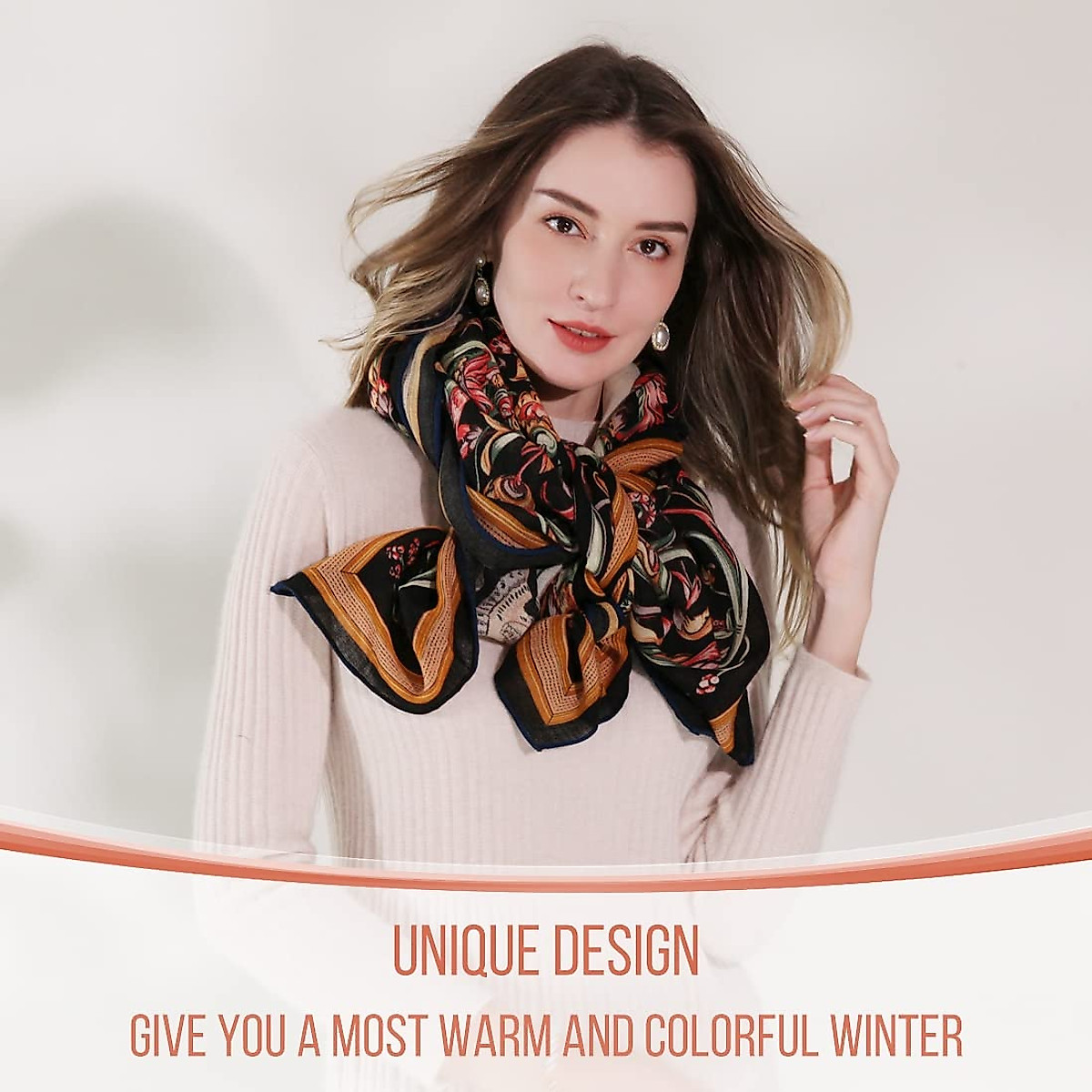 Xinmurffy 100% Wool Scarf Pashmina Shawls and Wraps for Women Cashmere Warm Winter Soft Large Scarves Cold Weather