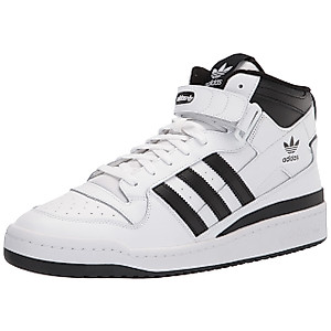 adidas Men's Forum Mid Sneaker, White/Black/White, 10